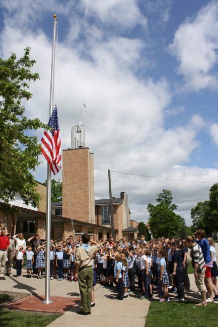 St. Mary school gets new flagpole in Eagle project St. Mary school gets new flagpole in Eagle project