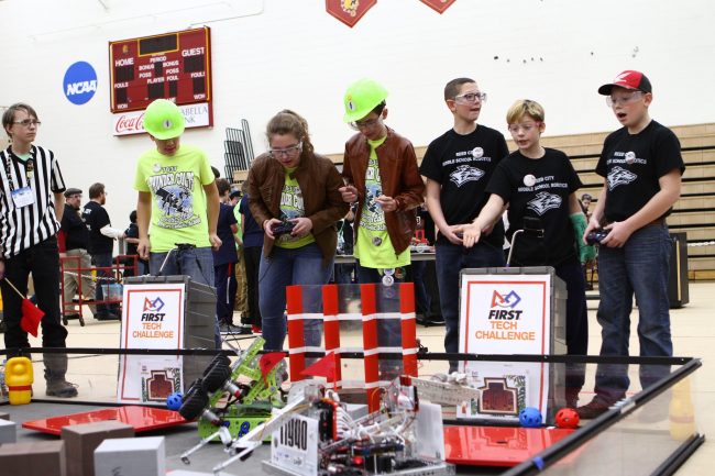 Local middle school teams end robotics season with competition