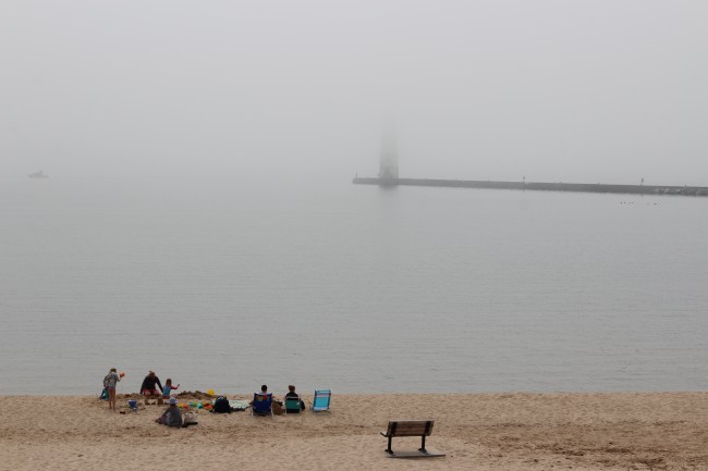 Fog engulfs Lake Michigan