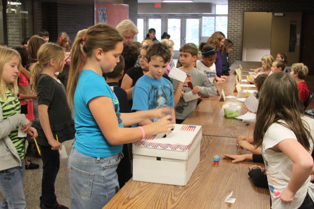 Fourth grade students learn about the election process by taking part in it
