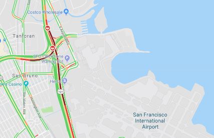 Traffic builds up behind blocked northbound 101 lanes near SFO