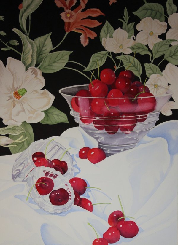 Watercolor, egg tempera paintings on display