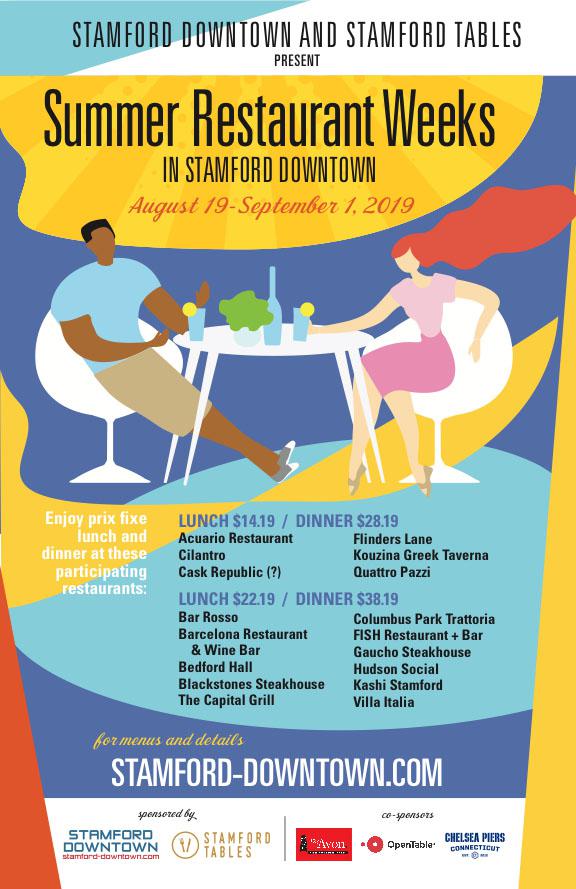 Stamford’s 2019 Summer Restaurant Weeks running Aug. 19-Sept. 1