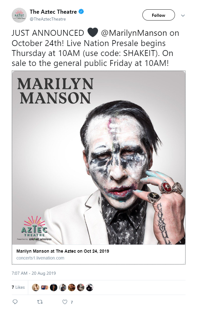 Marilyn Manson bringing fall tour to San Antonio
