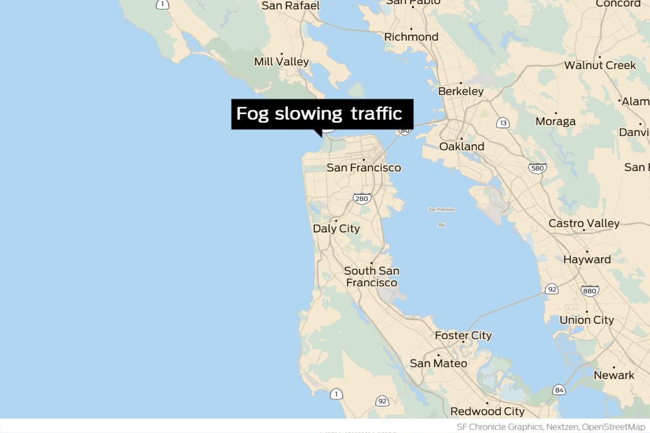 Thick fog blankets Bay Area bridges to stifle morning traffic