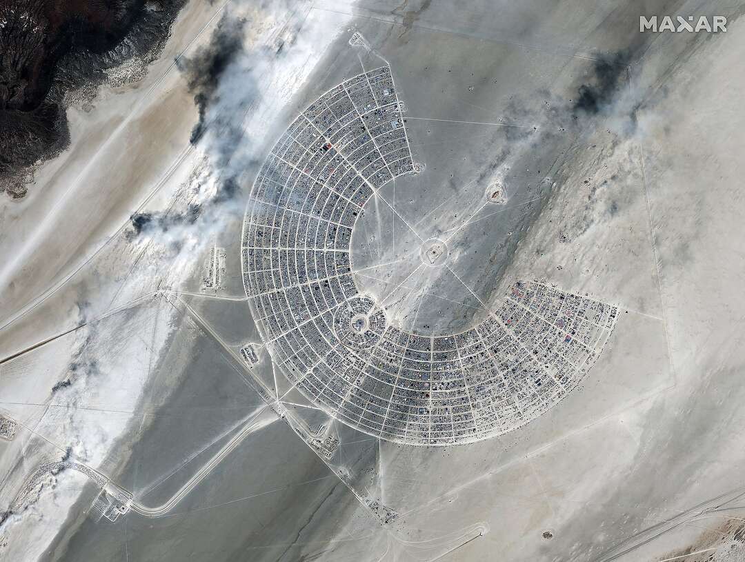 The temporary city built for Burning Man is visible from space