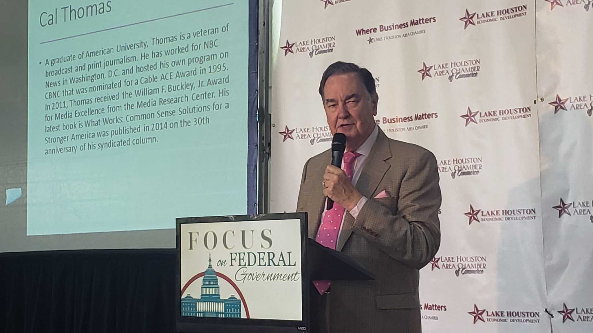 American syndicated columnist Cal Thomas speaks at Lake Houston chamber ...