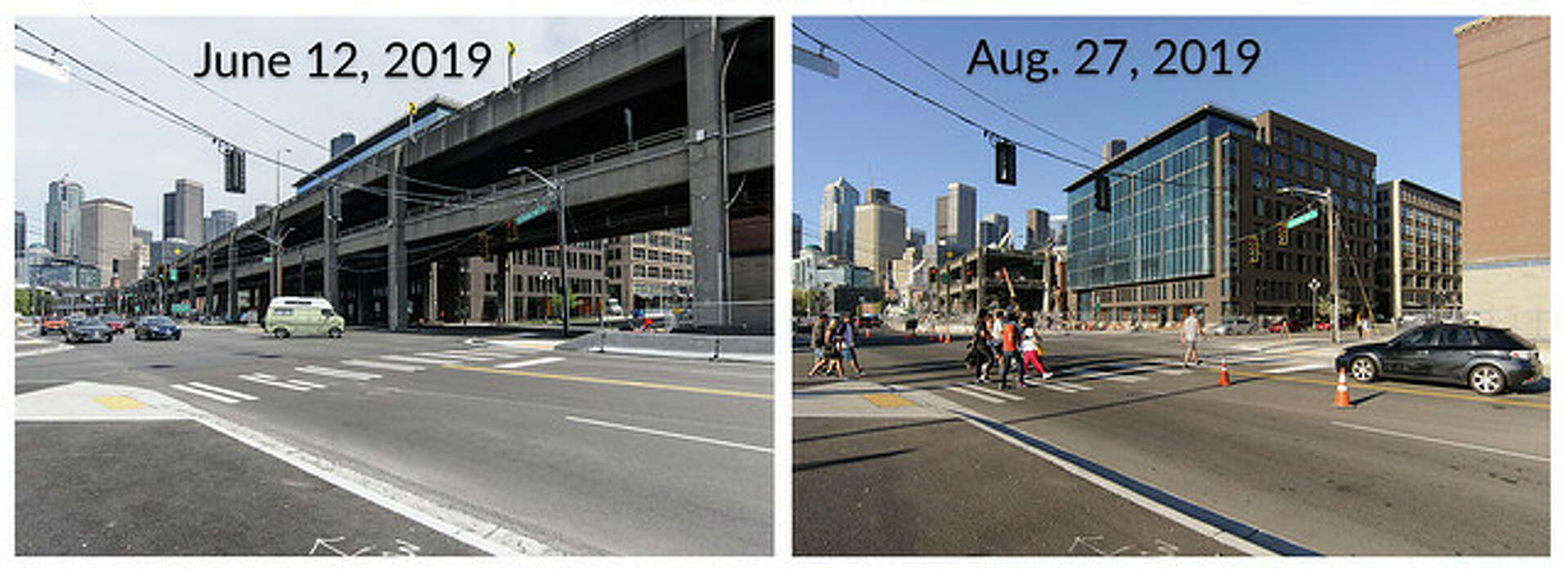 Before-and-after photos of Seattle waterfront as Alaskan Way Viaduct ...