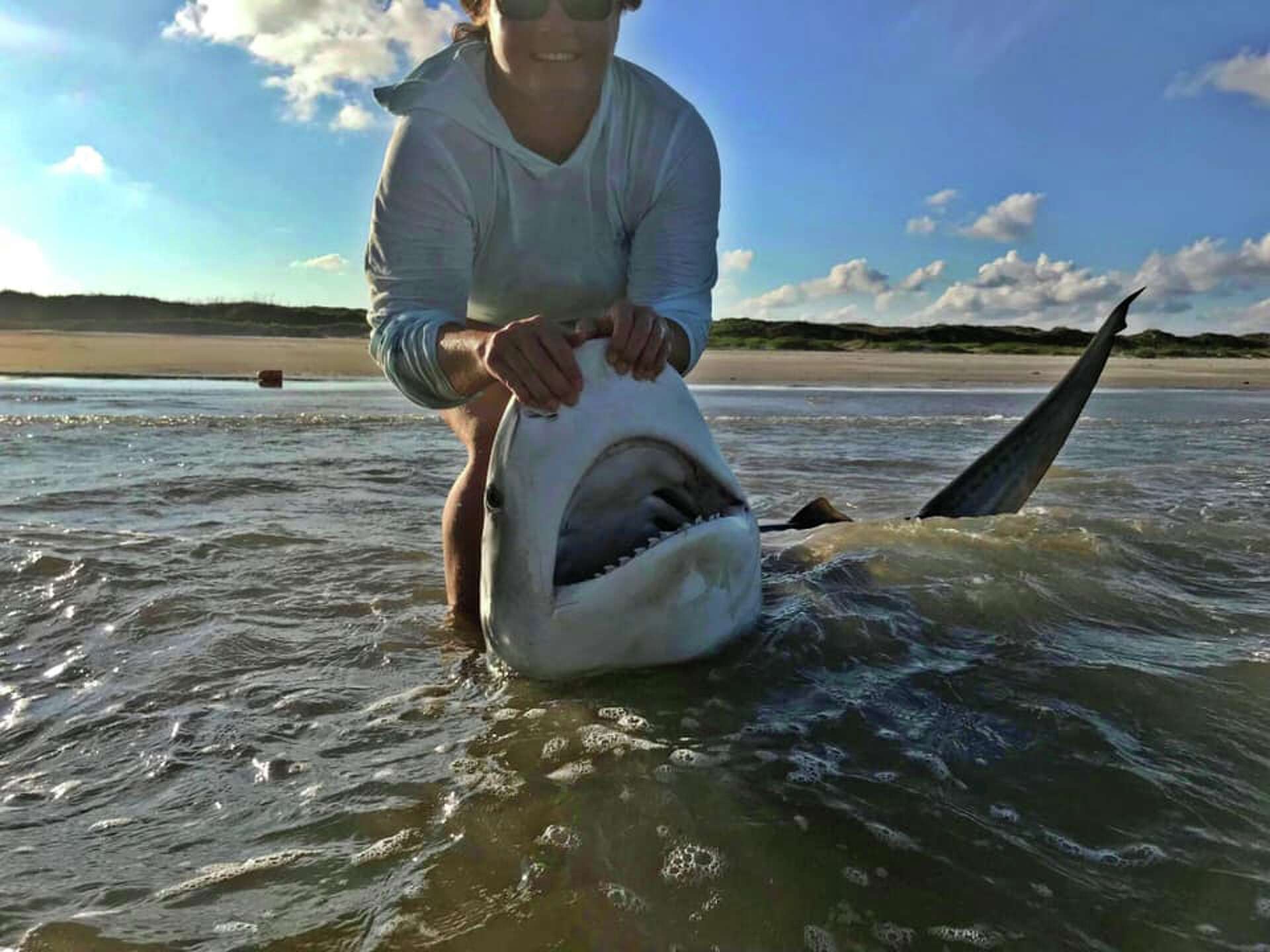 Texas woman catches, releases 9-foot tiger shark in Corpus Christi