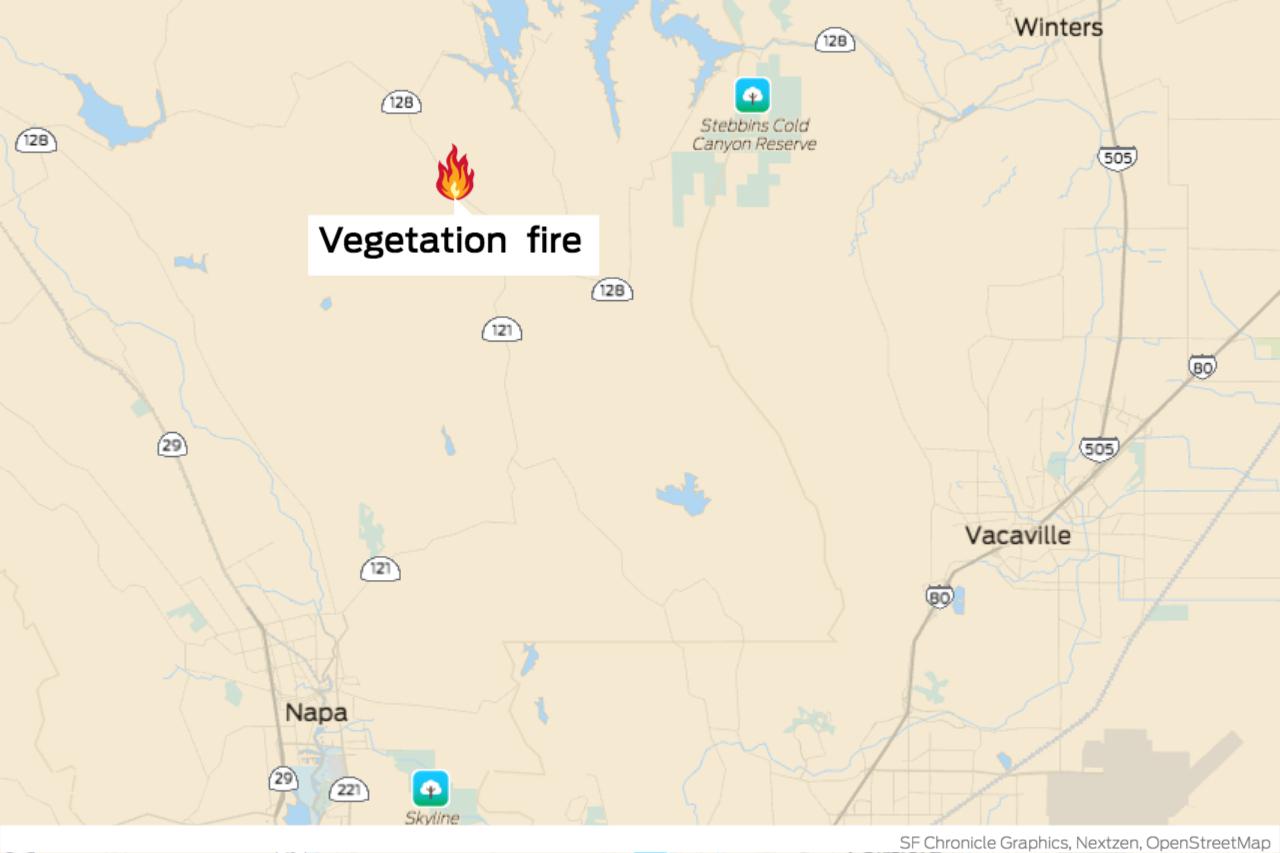 Vegetation fire in Napa County 100% contained at 6 acres