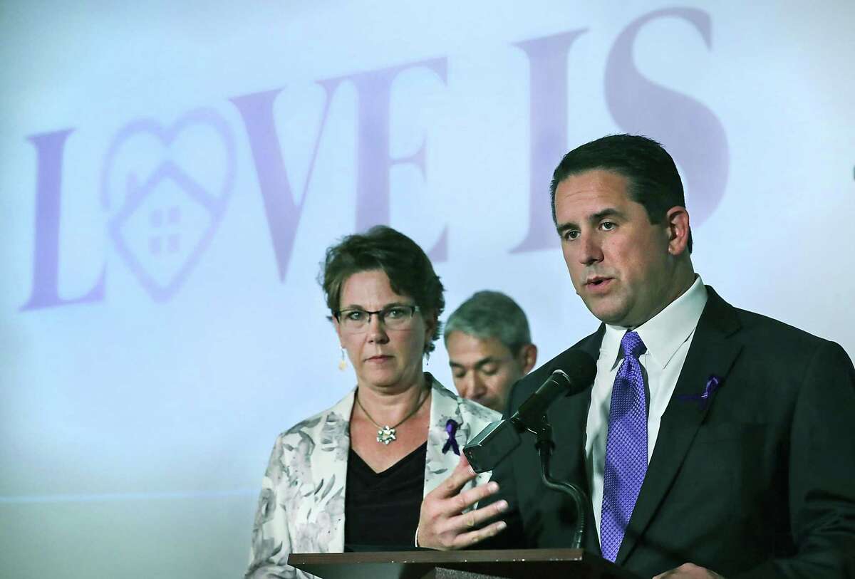 ‘Love is ...’ San Antonio leaders unveil domestic violence awareness ...