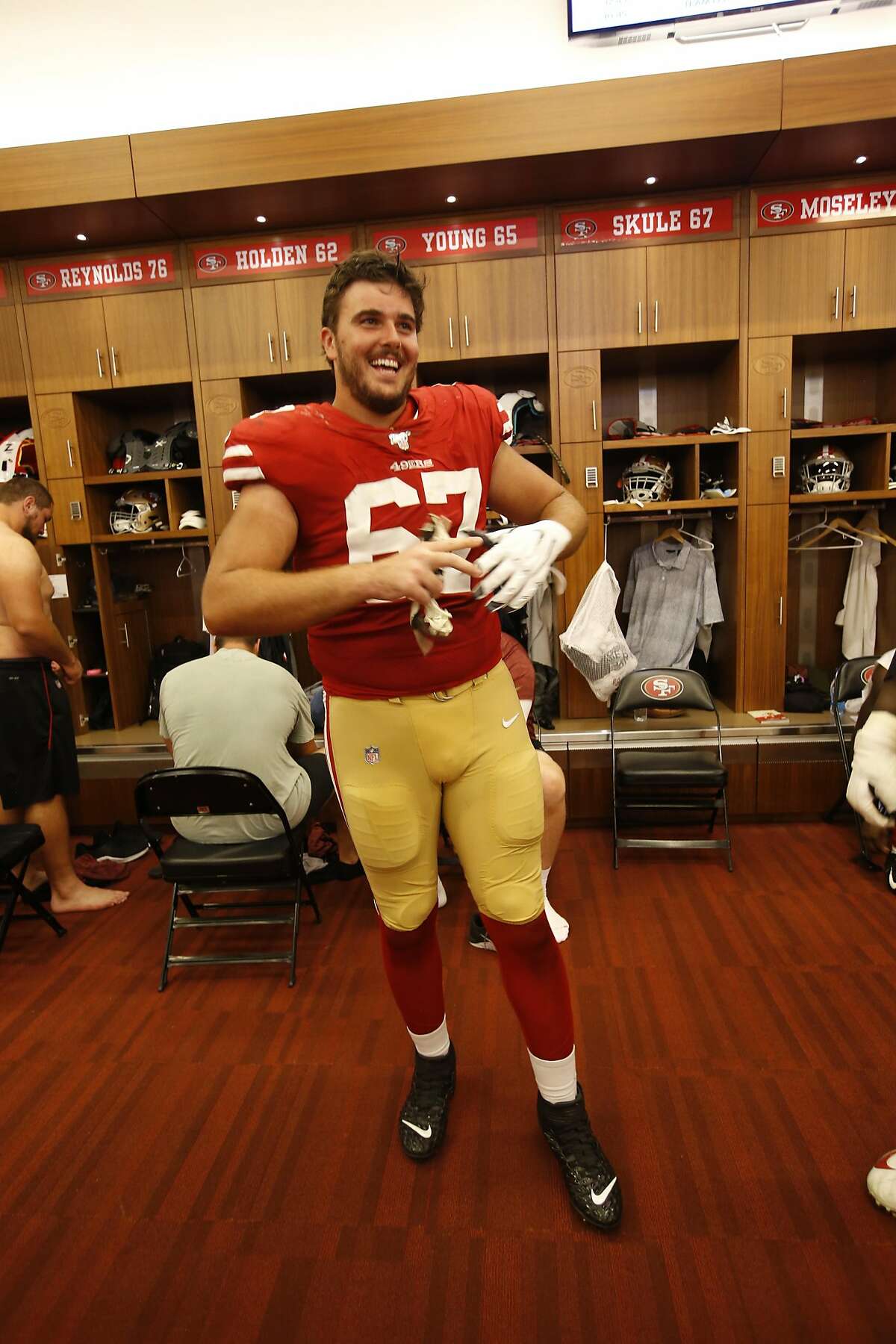 49ers’ Justin Skule stepping up in class against Browns’ Myles Garrett