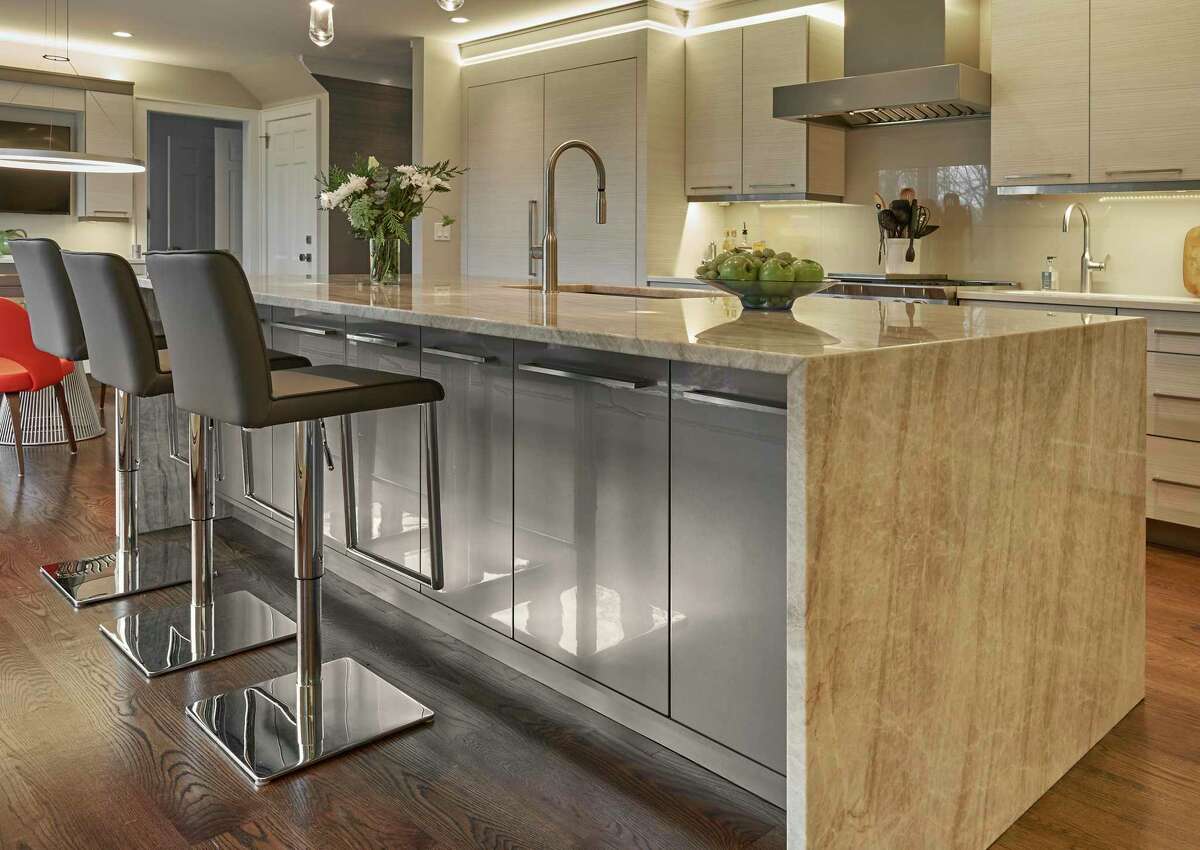 Colored cabinets are a bold choice and add character to a room