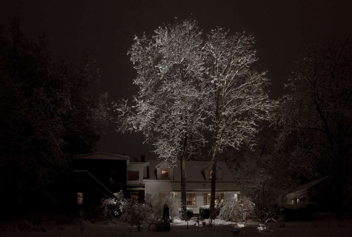 Exterior lights transform a home's night landscape