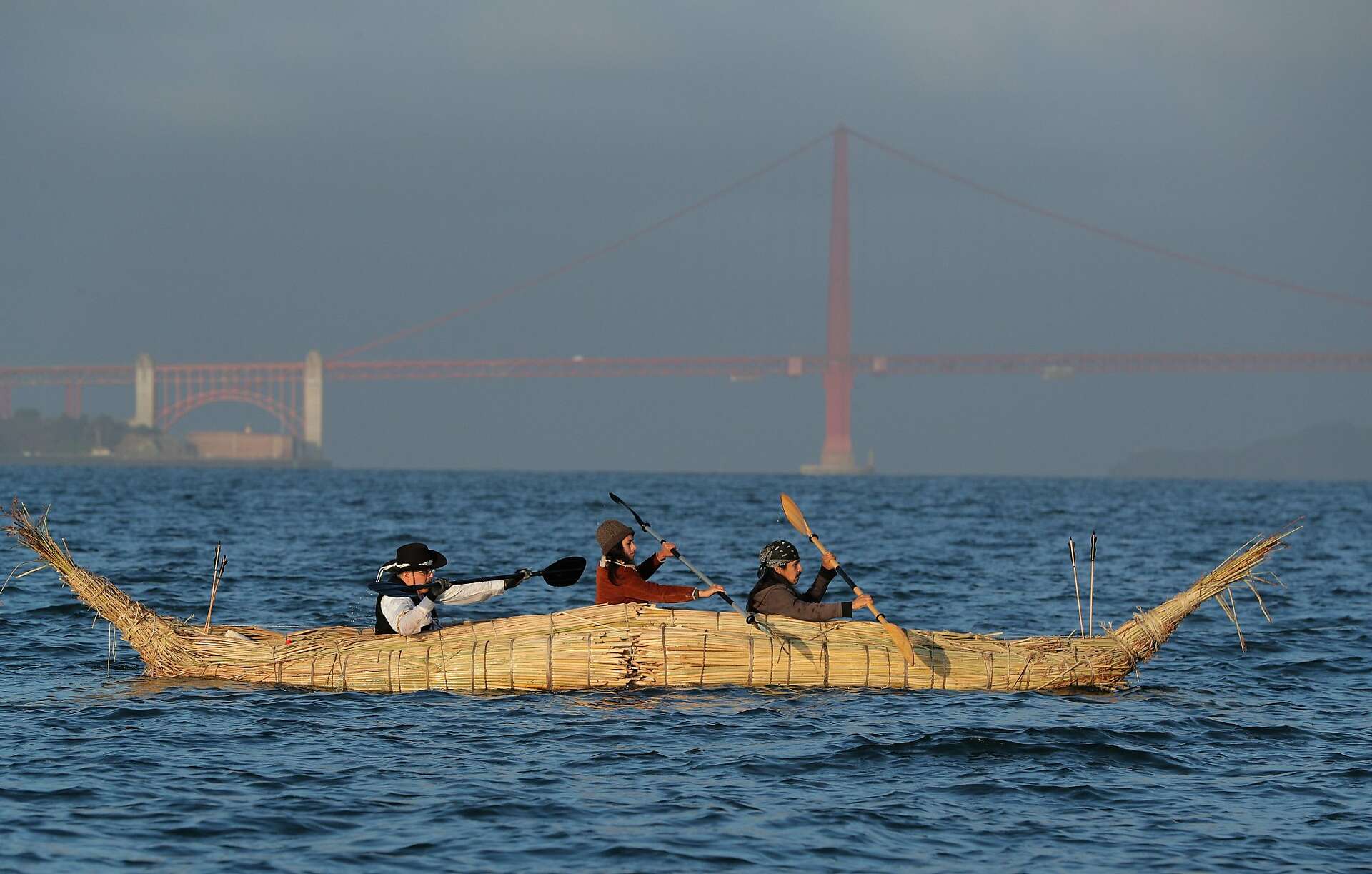 Old technique takes new tule reed boat to Alcatraz to mark Indian ...
