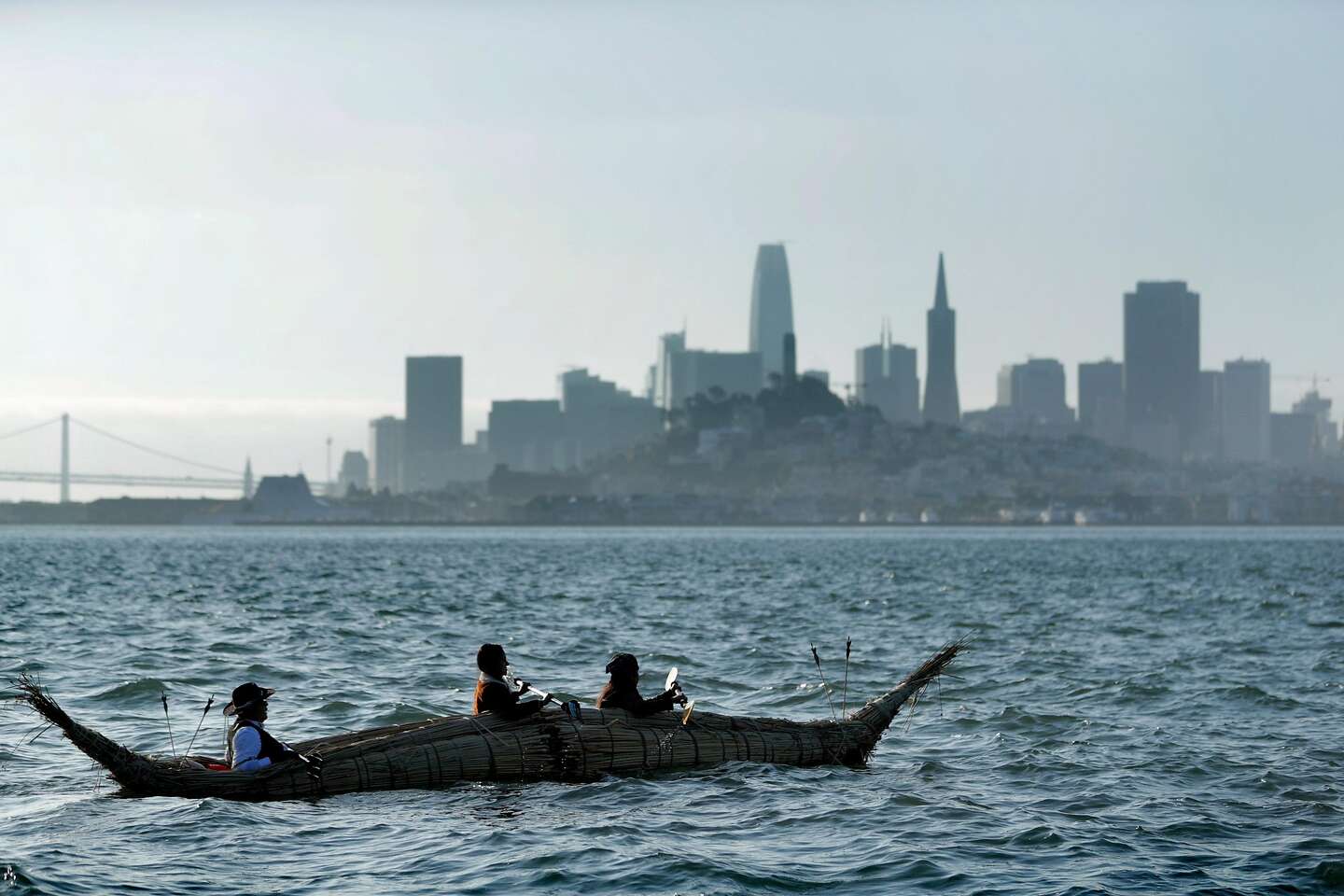 Old technique takes new tule reed boat to Alcatraz to mark Indian ...