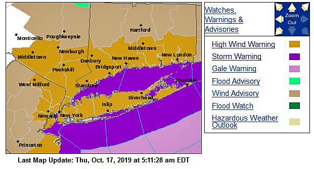High wind warning posted for CT; gusts up to 65 mph