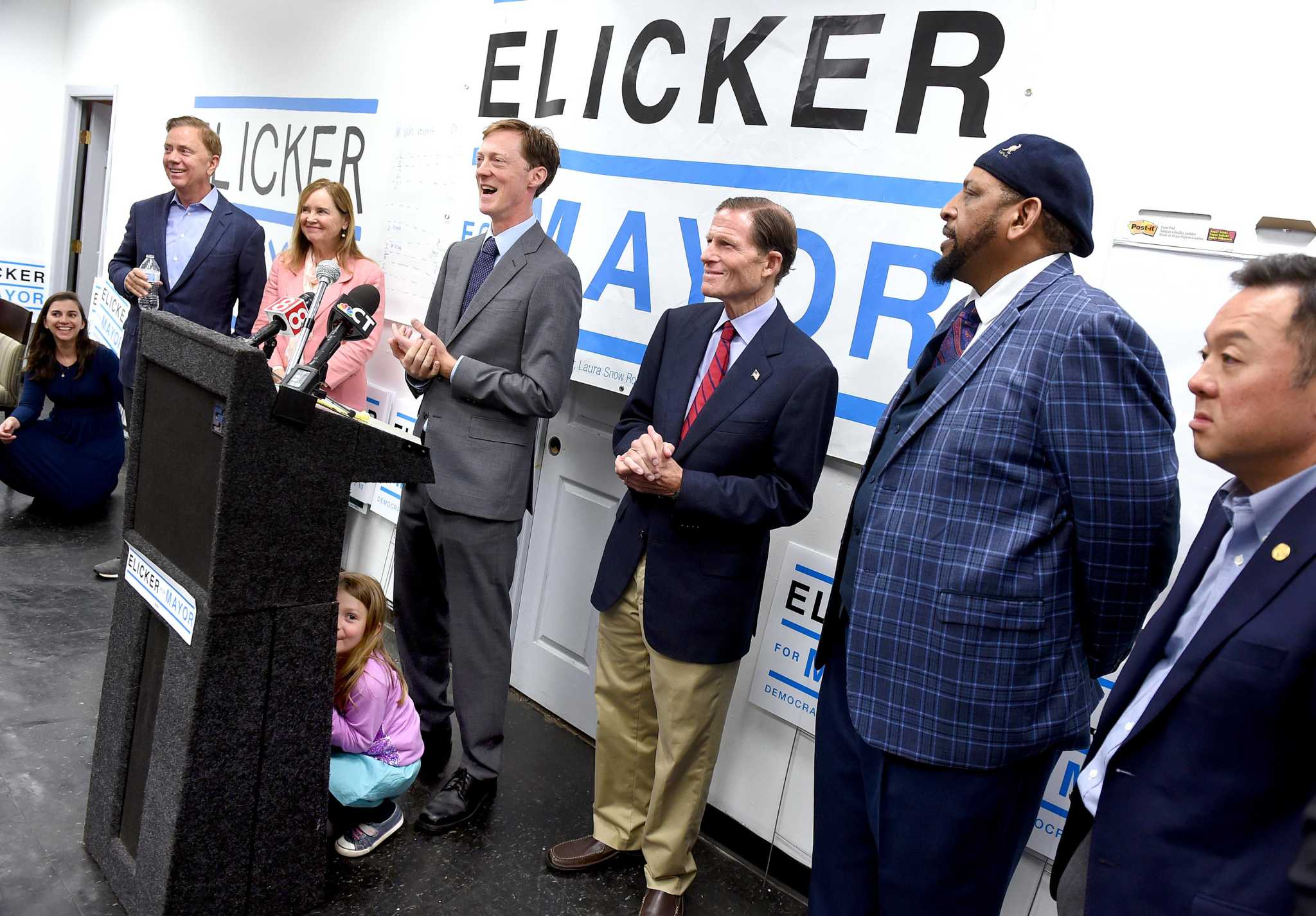City, state Dems back Elicker as Harp fundraises