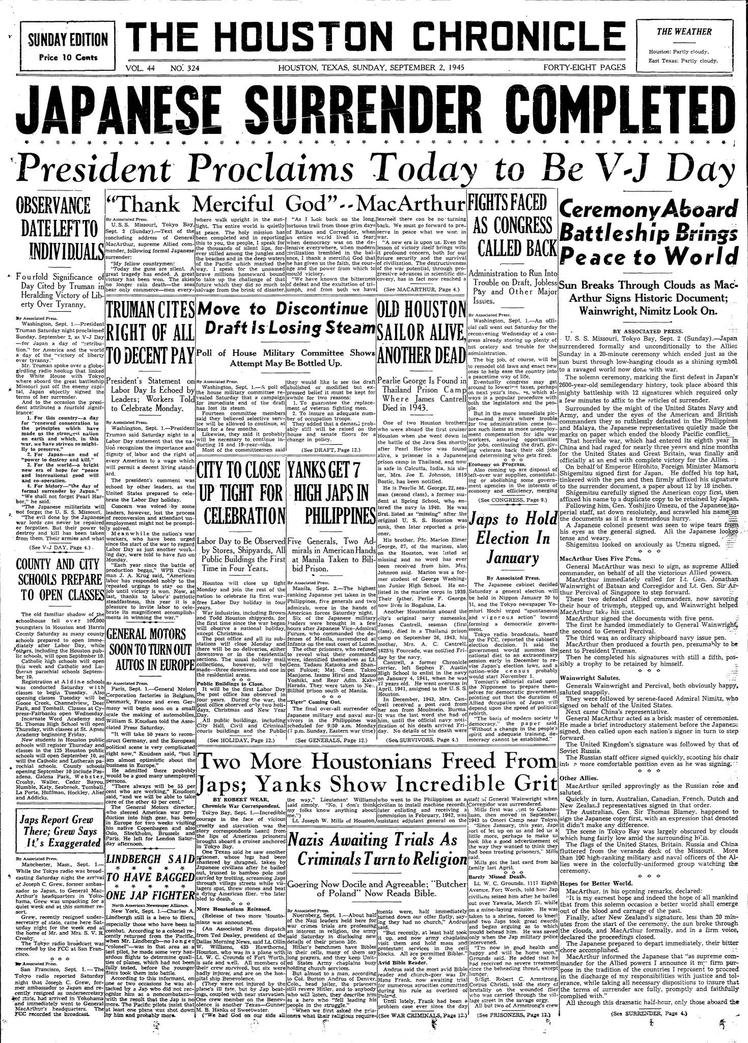 Japanese Surrender Completed