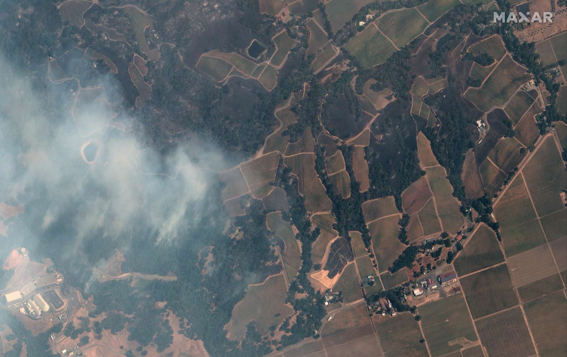 Here's what the Kincade Fire looks like from space