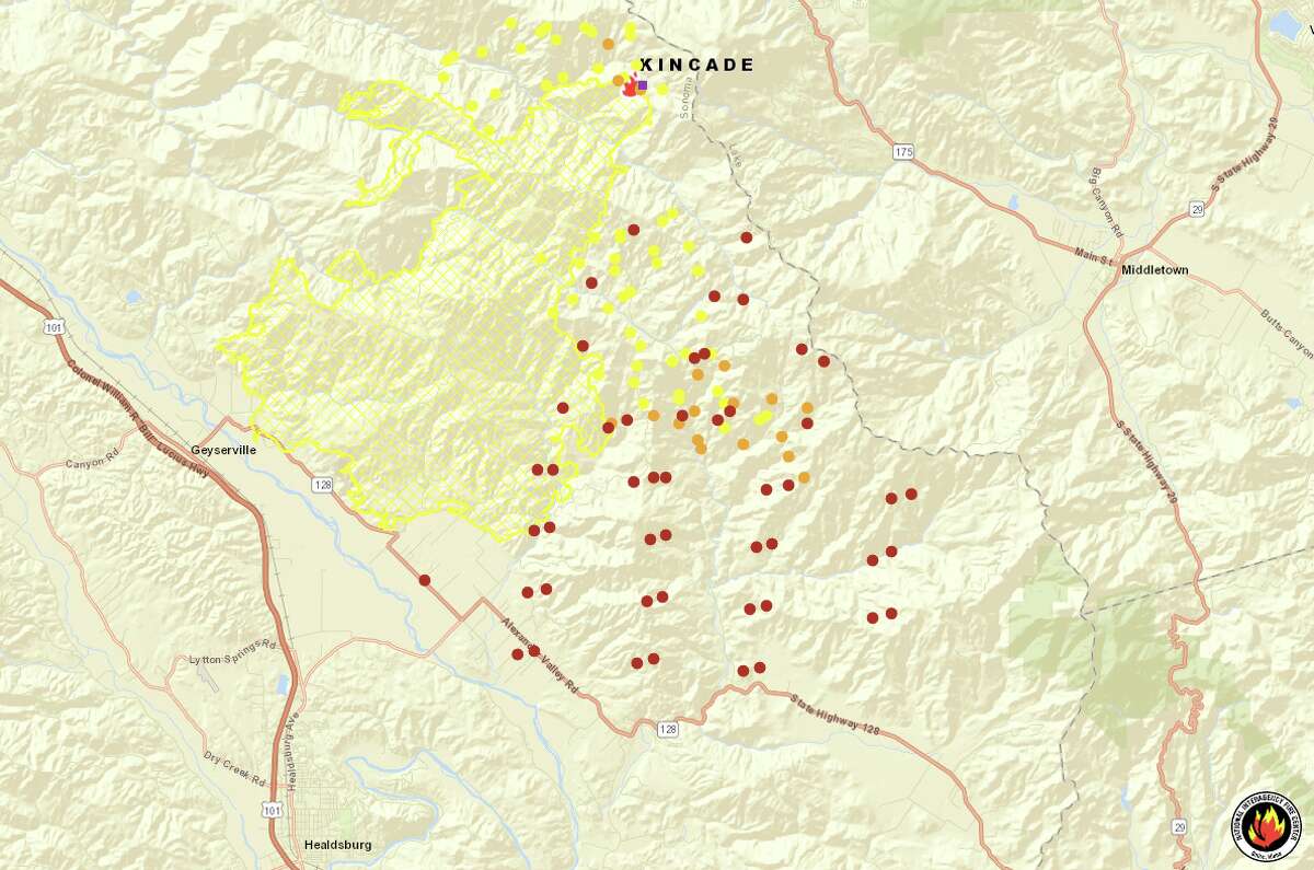 Map: Kincade Fire burning in north Sonoma County
