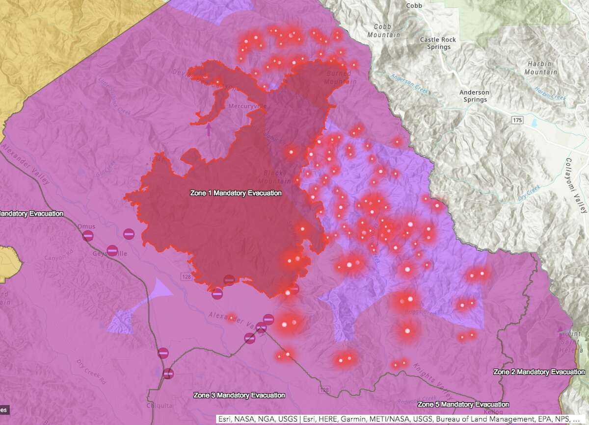 Map: Kincade Fire burning in north Sonoma County