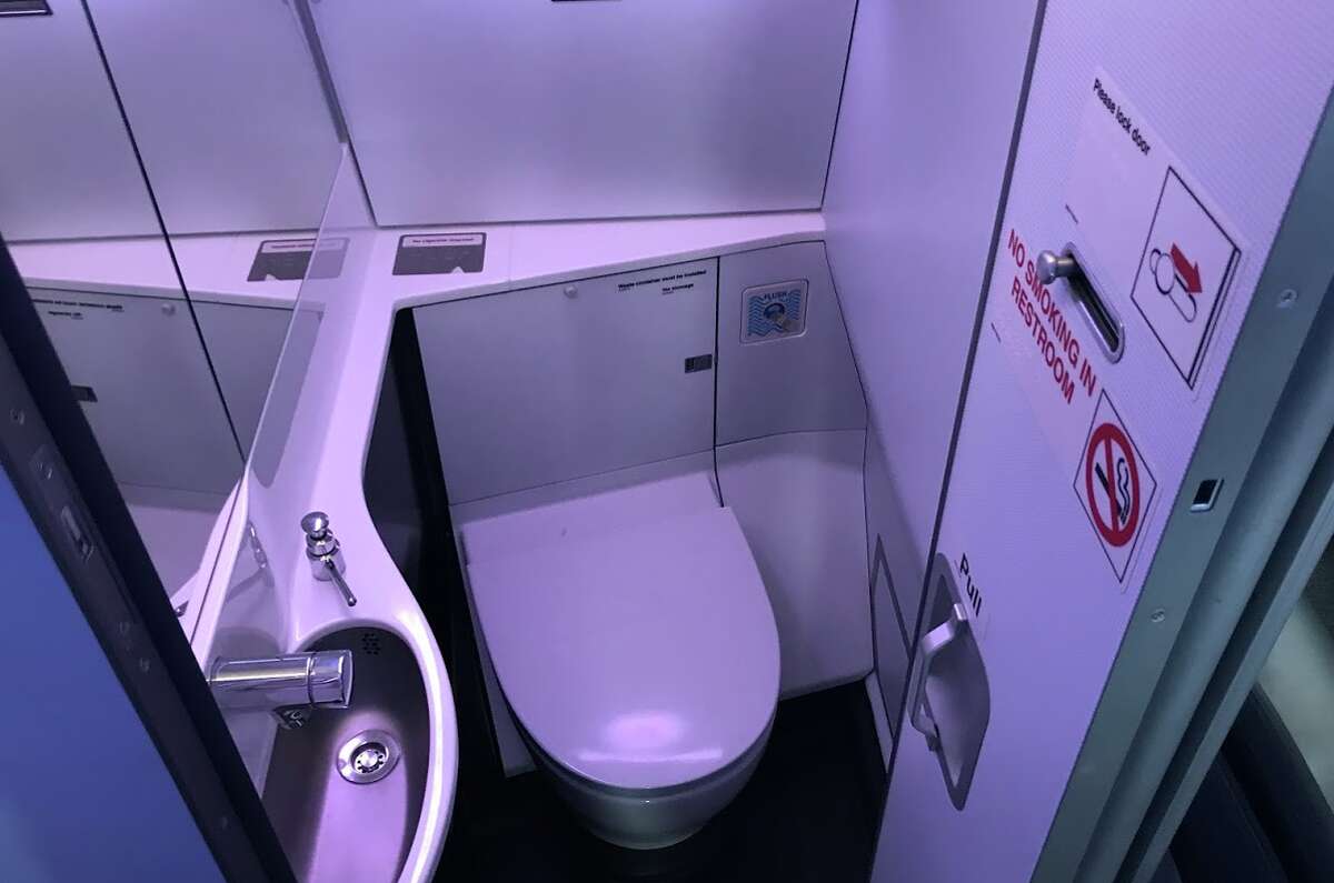 Airplane toilet seats: Up or down?