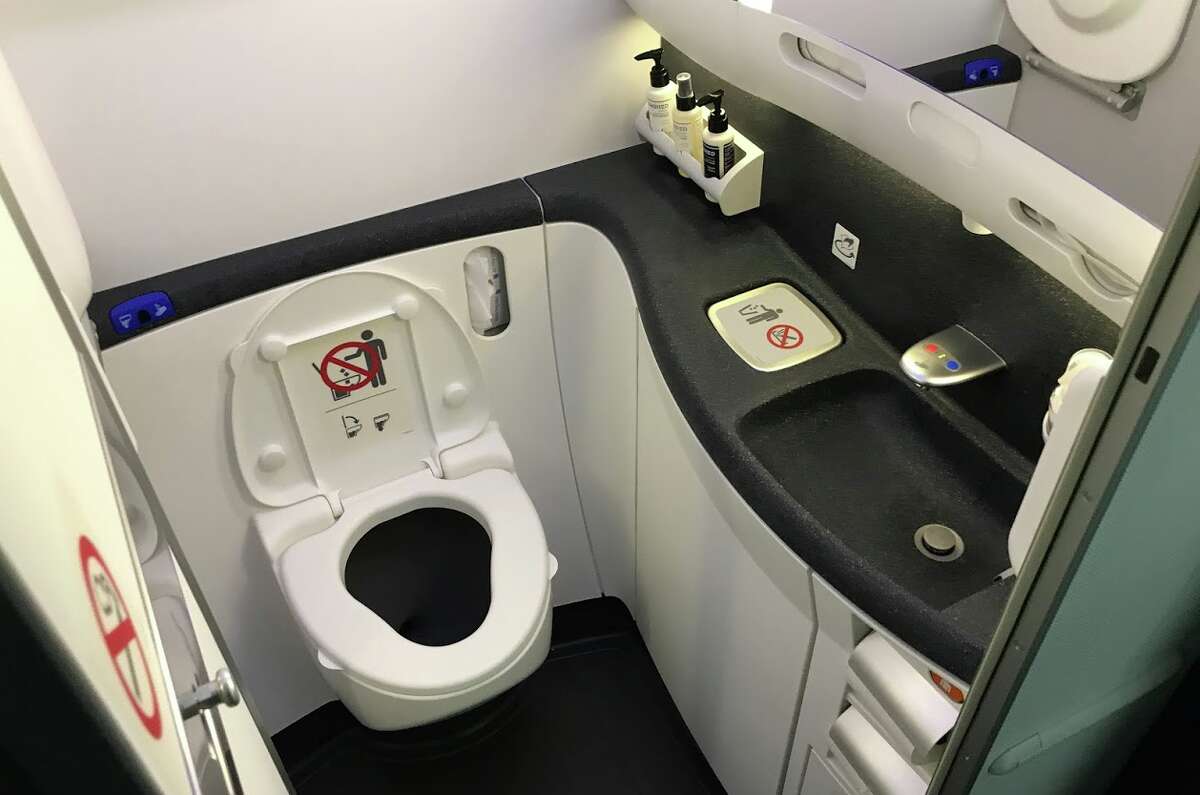 Airplane toilet seats: Up or down?