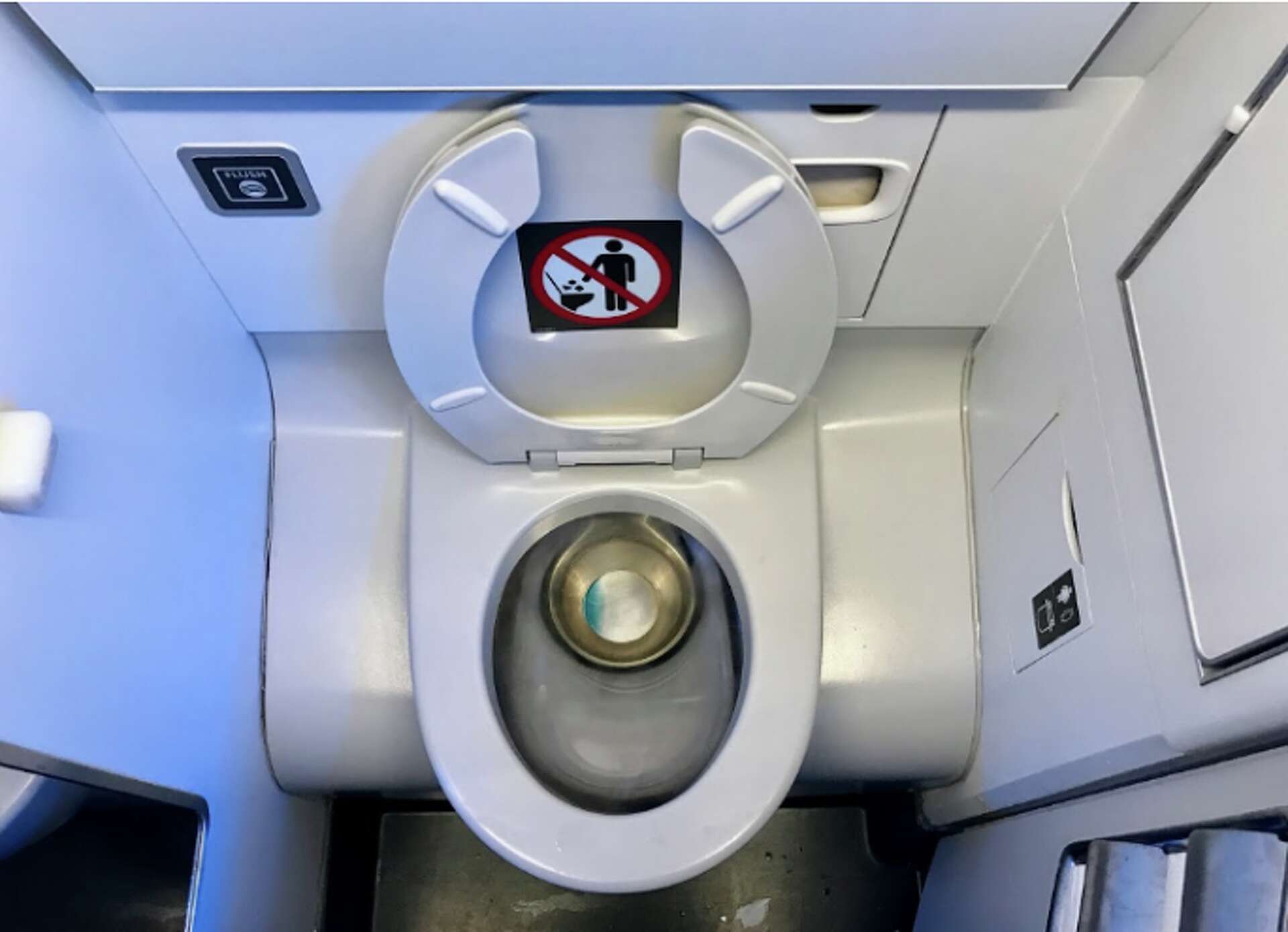 Airplane toilet seats: Up or down?