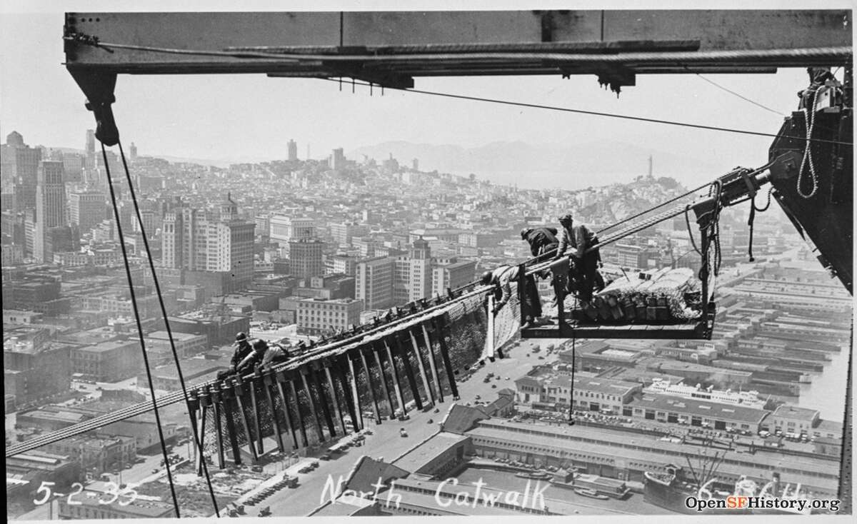 Striking photos show the Bay Bridge under construction