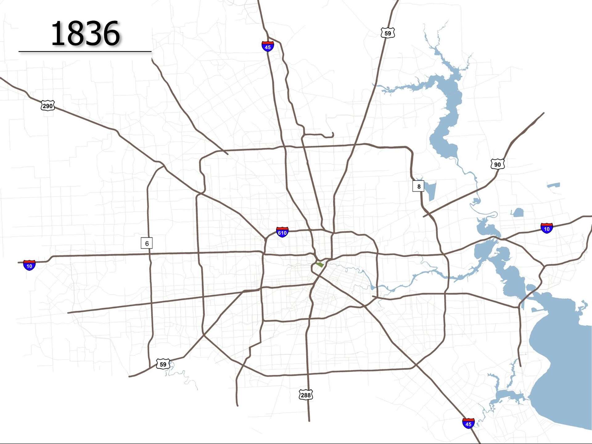 Maps show how Houston has grown since 1836