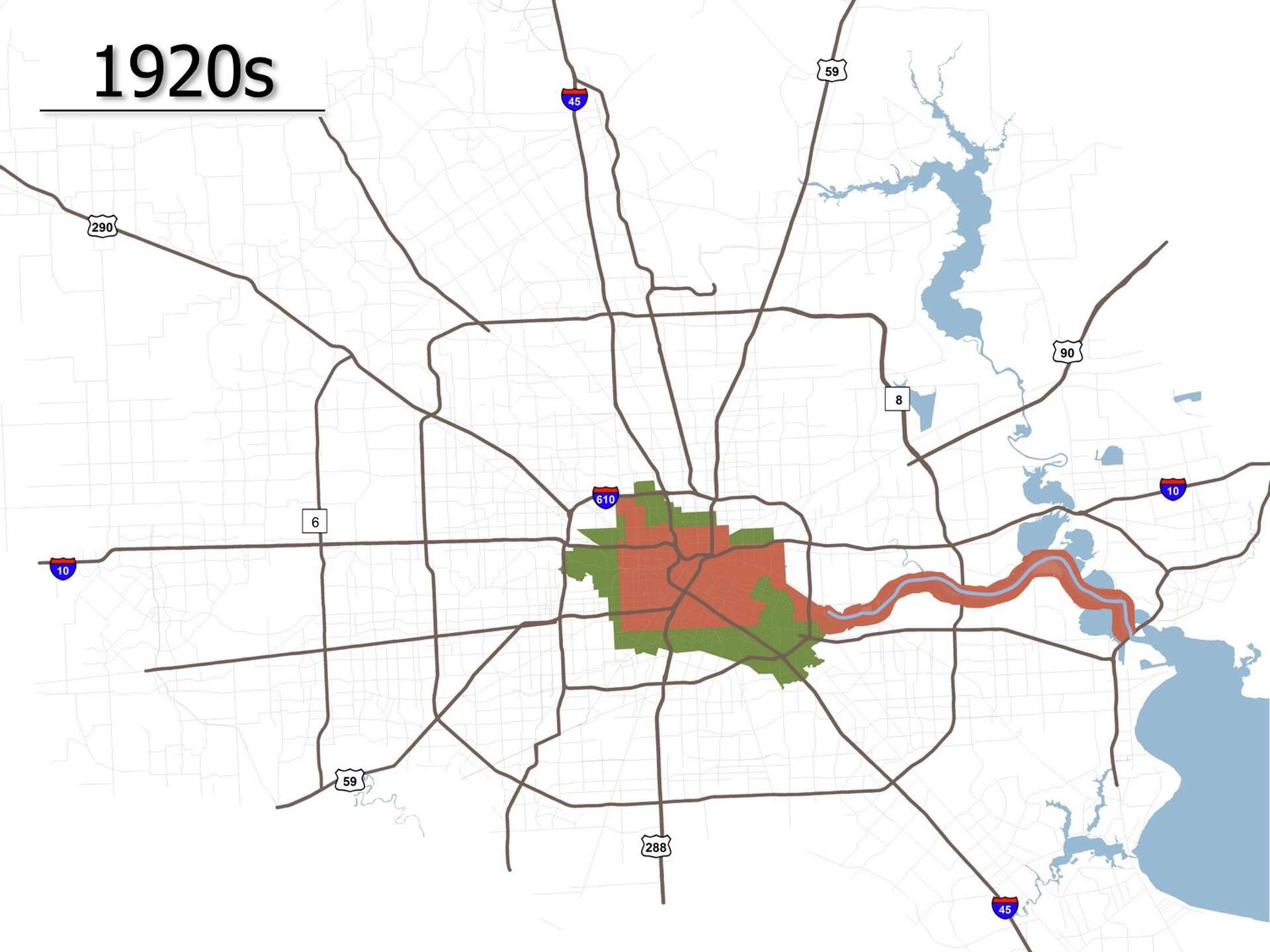 Maps show how Houston has grown since 1836
