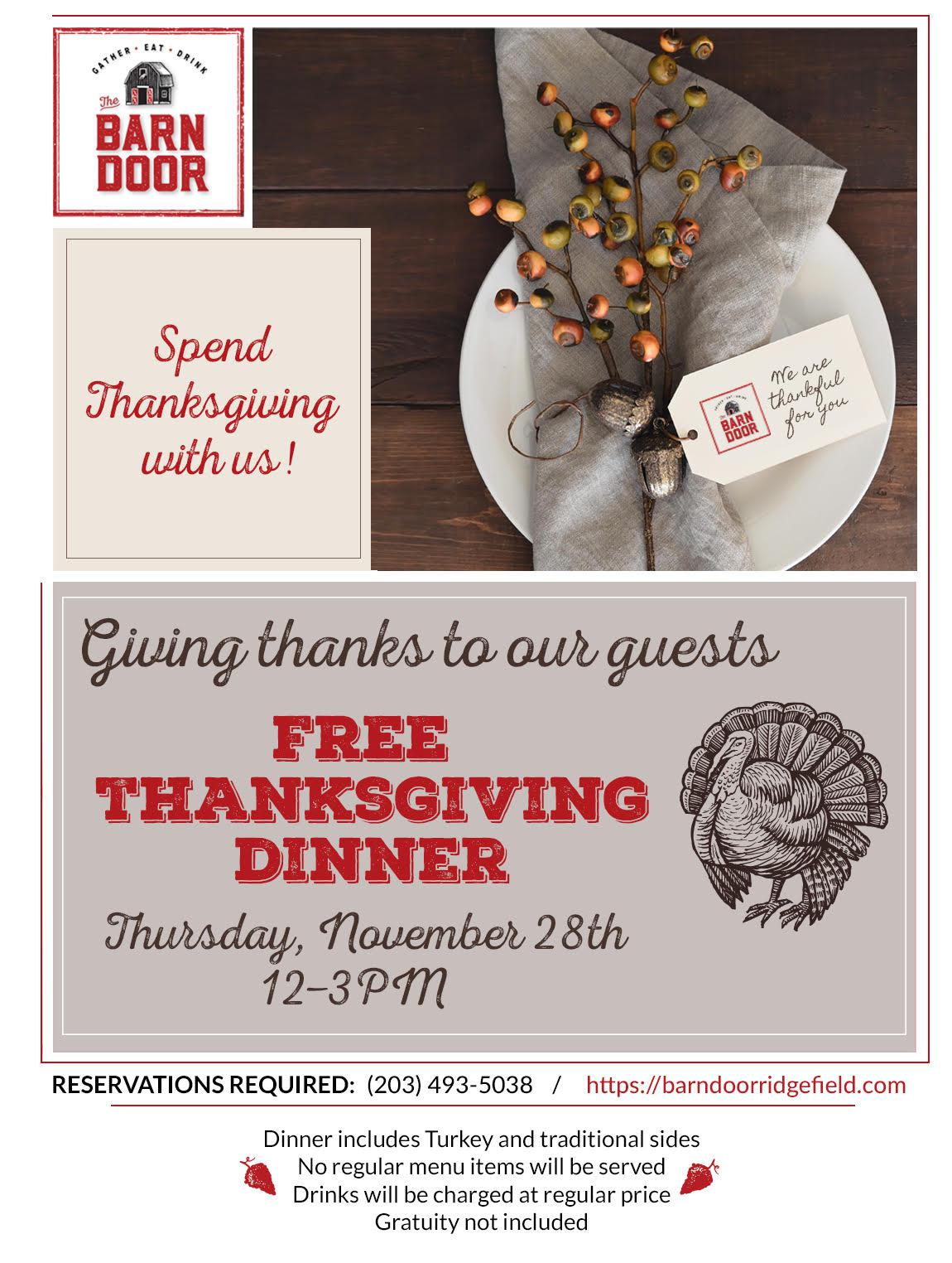 Ridgefield’s Barn Door to offer free Thanksgiving dinner