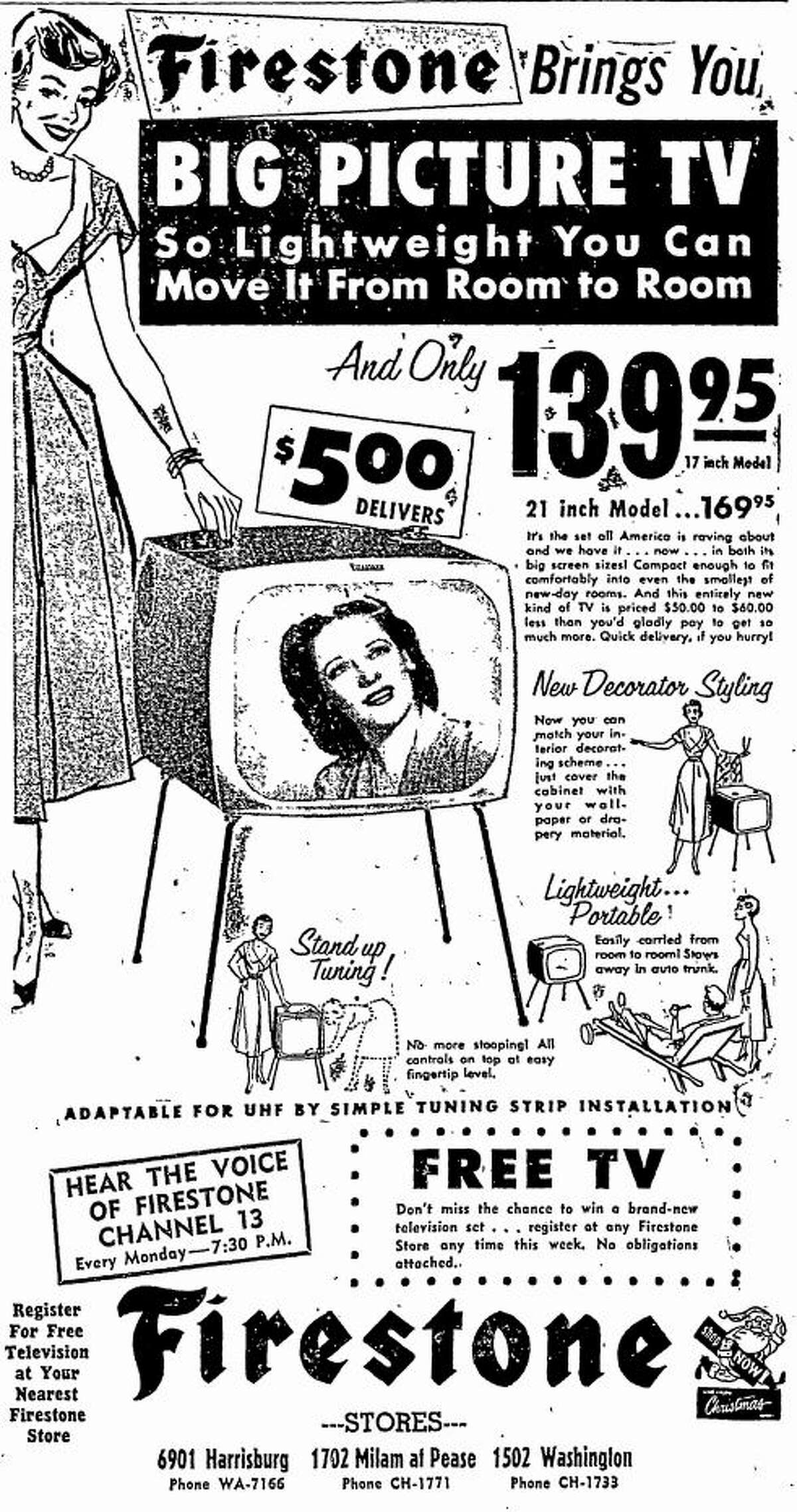 Newspaper ads touted new televisions as KTRK went on the air in 1954