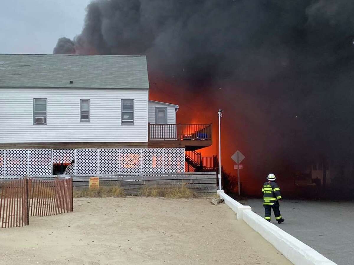 Beachfront homes engulfed in flames in Old Saybrook