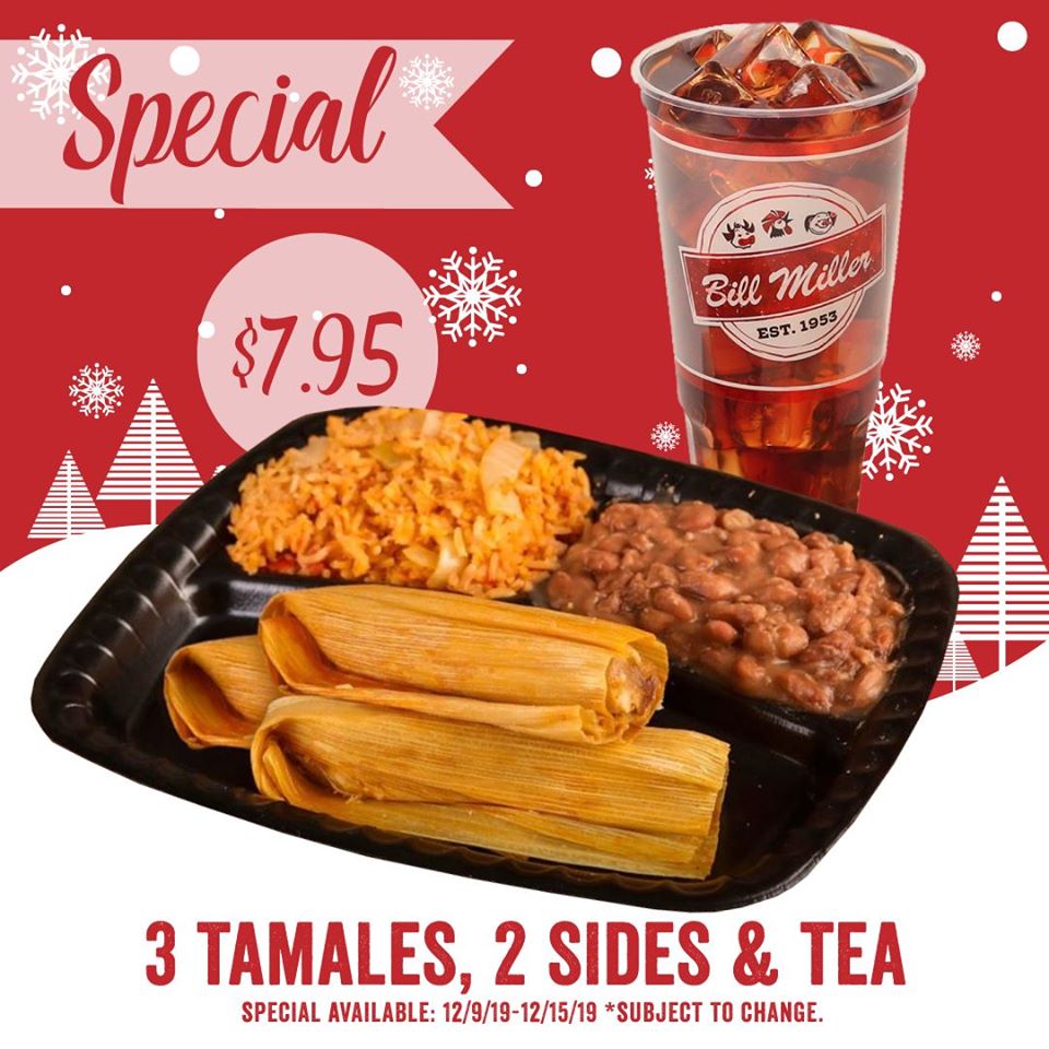 Deal of the day: Bill Miller Bar-B-Q offering 3 tamales, 2 sides and a ...