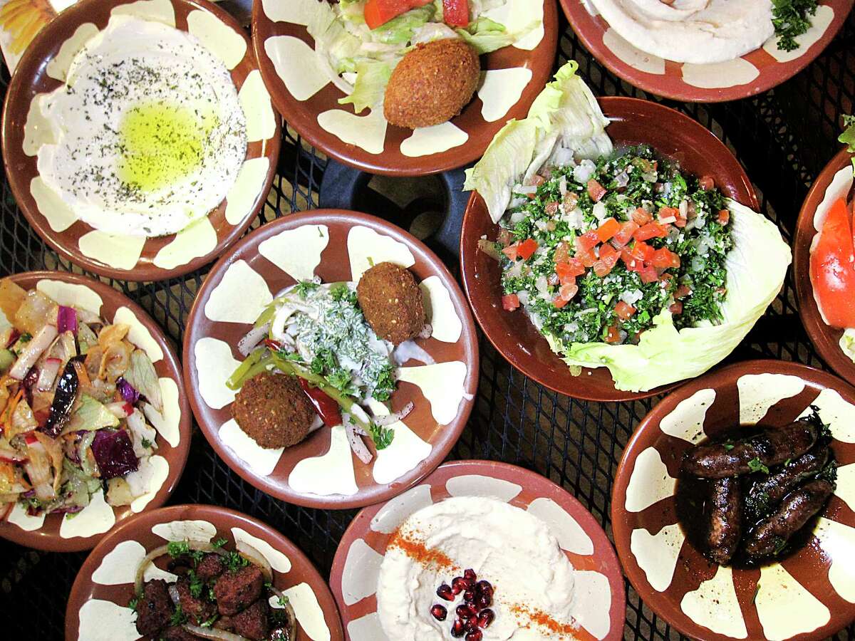Middle Eastern appetizer feast from Medical Center restaurant Al-Amir ...