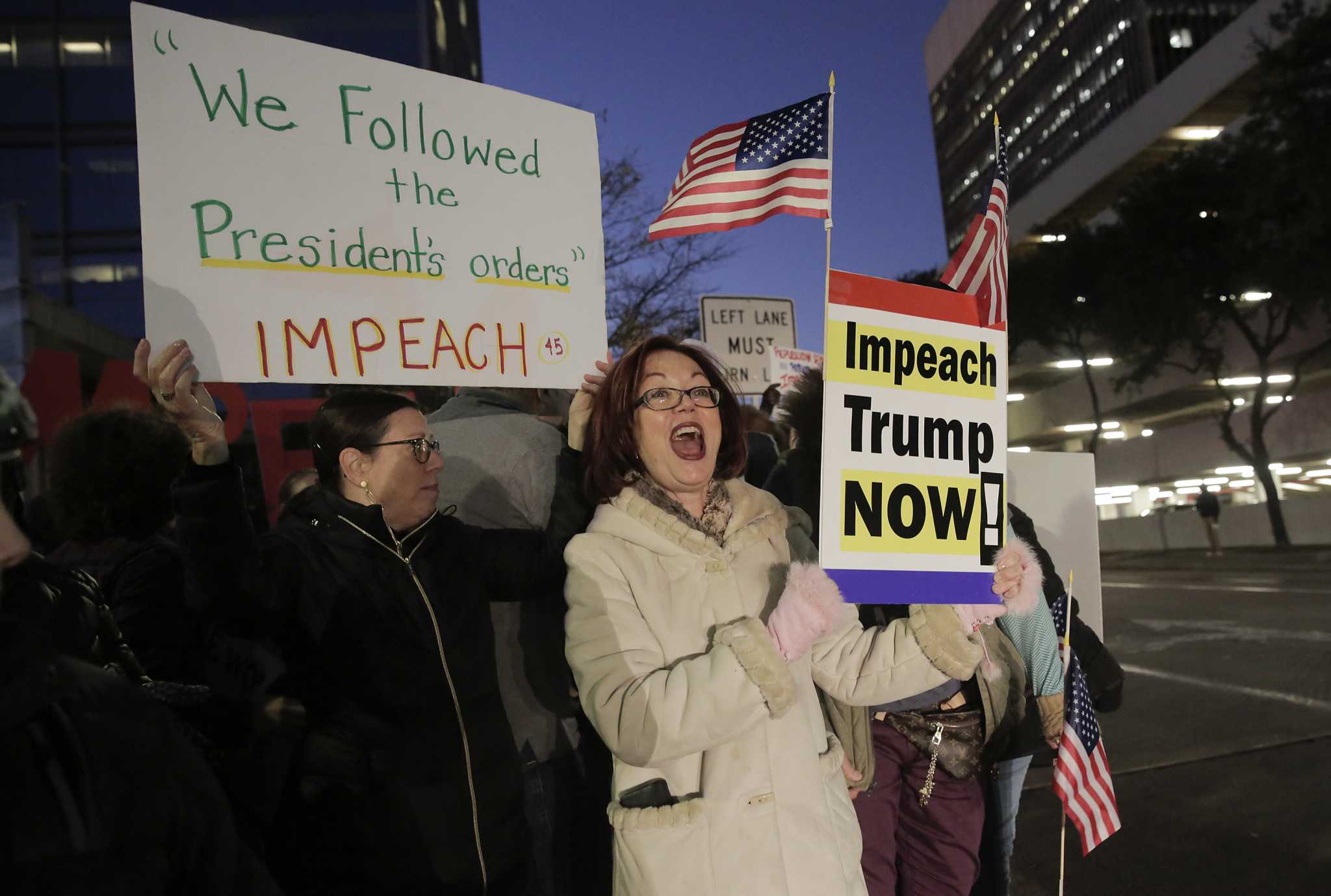 Modest but passionate turnout at pro-impeachment rallies