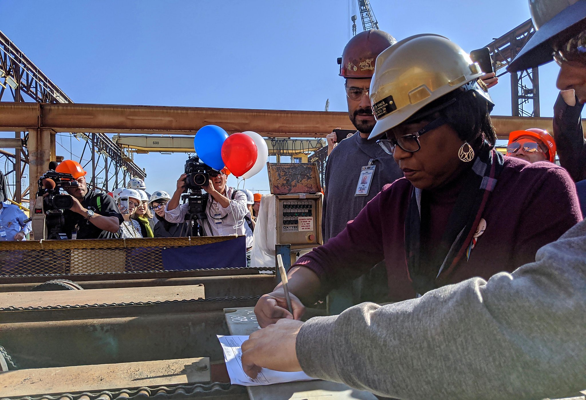 Shipbuilders begin work on the Navy vessel named for Harvey Milk