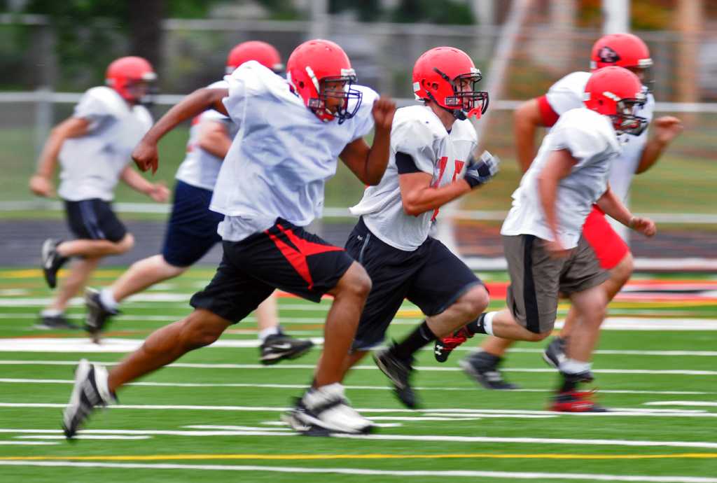 High school football presason photos.