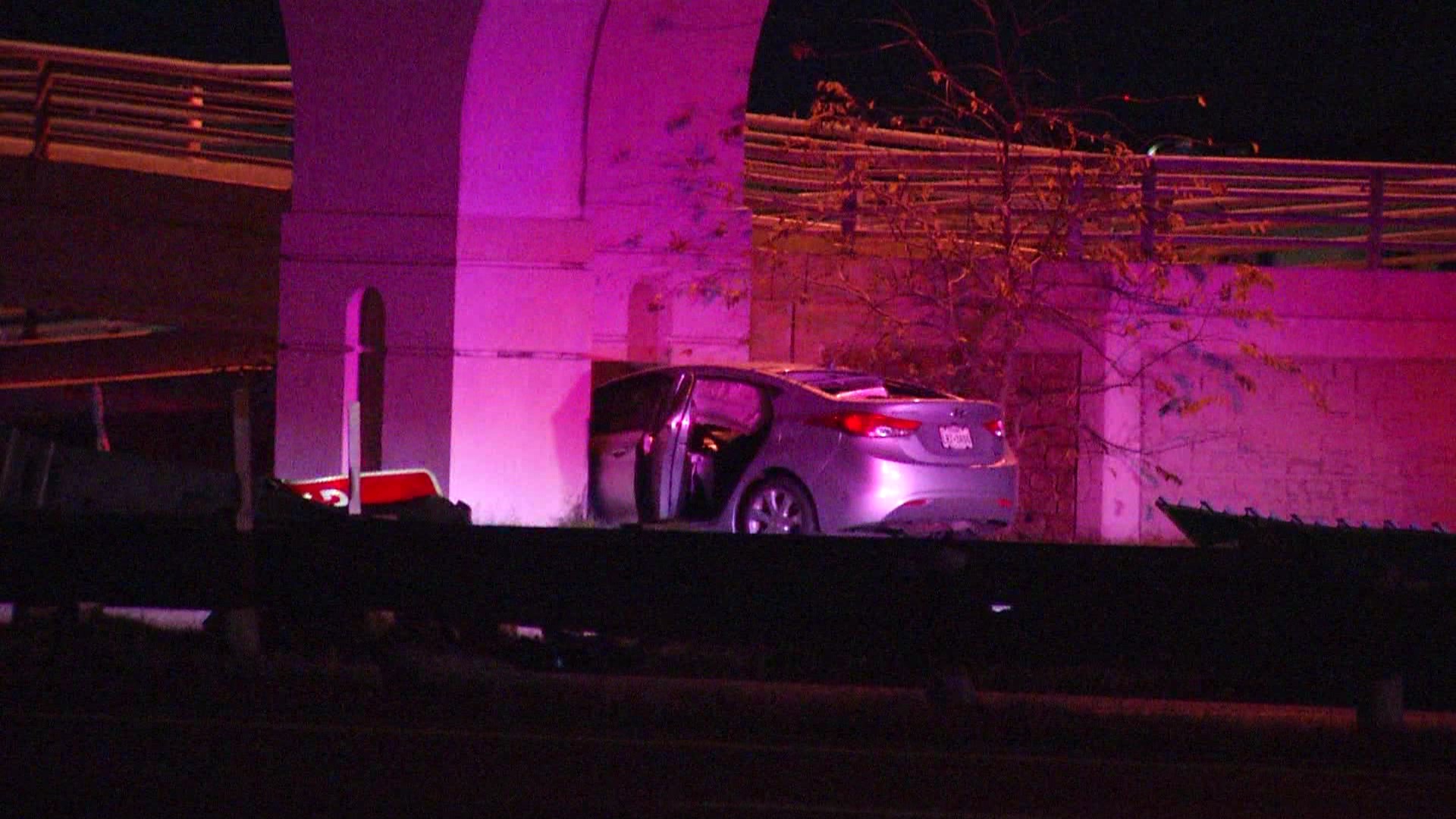 One dead after car crashes into cement crosswalk bridge on the South Side