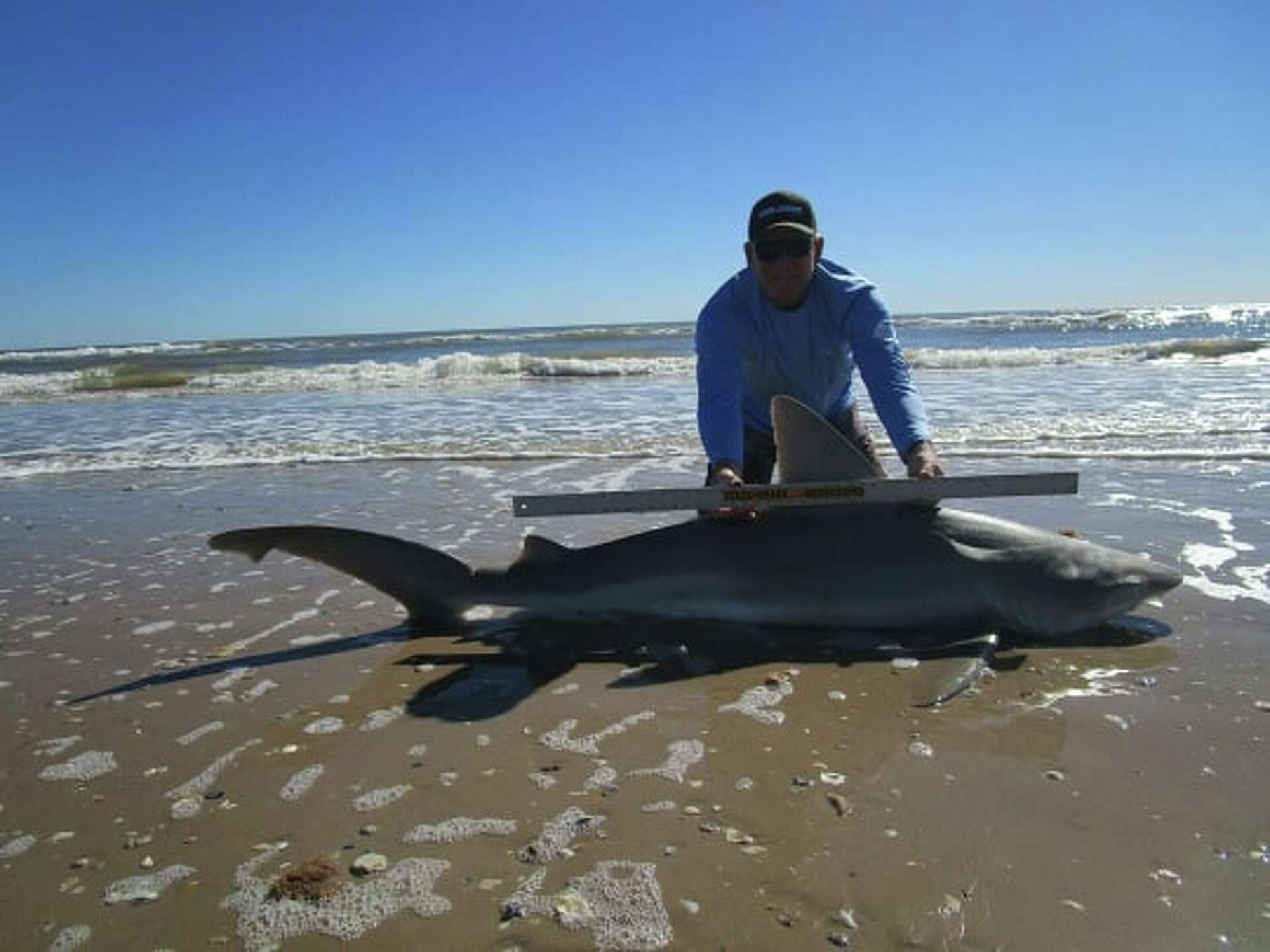 Texas man catches two 7-foot sharks in one day