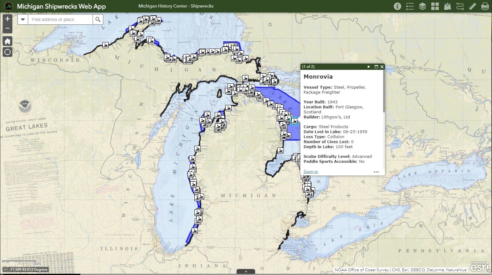 New interactive map highlights Great Lakes shipwrecks