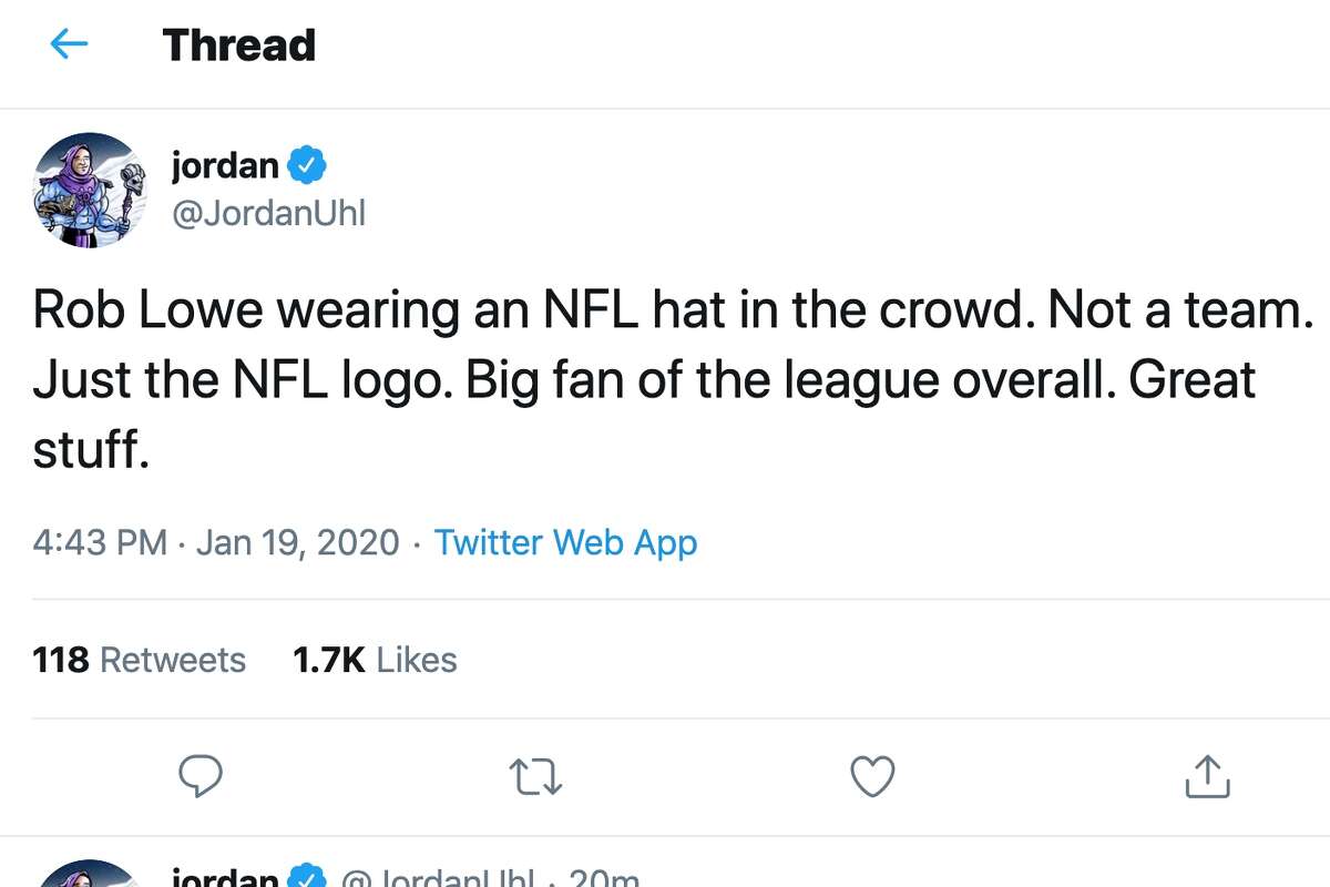 Twitter has a field day with Rob Lowe in a generic NFL logo hat at ...