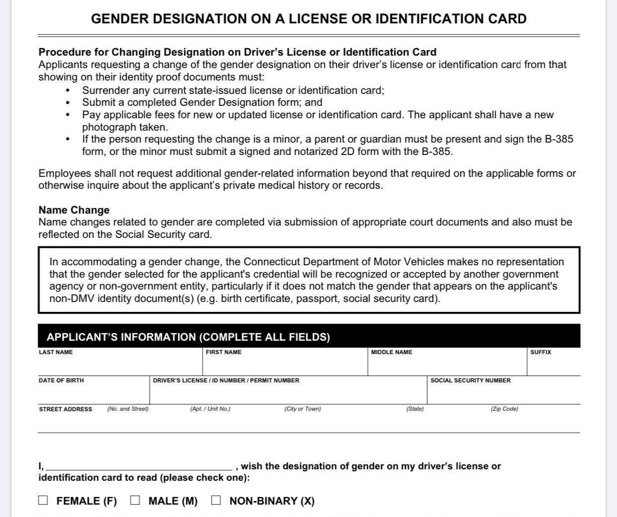 DMV to allow non-binary gender option starting Monday