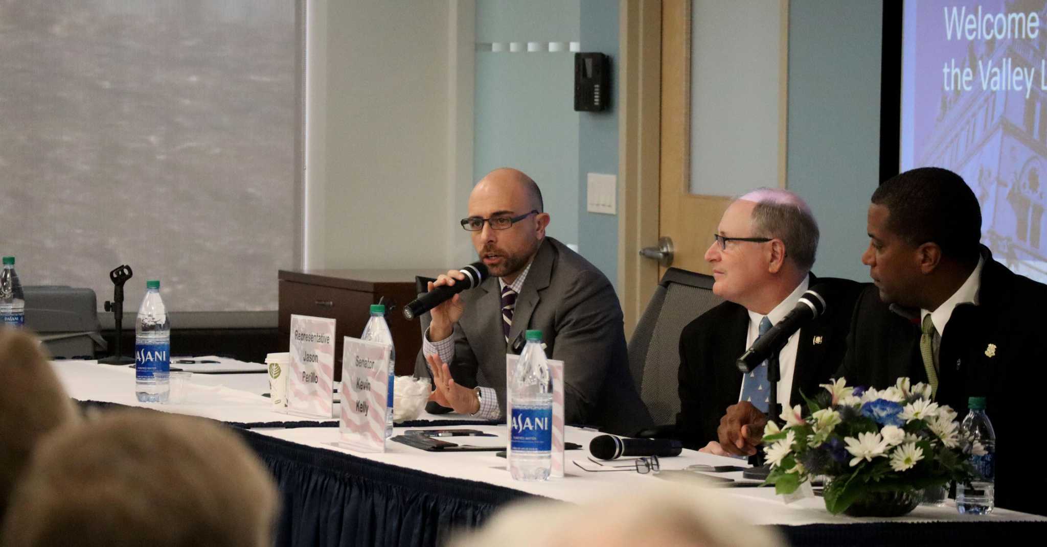 Kelly, Perillo talk state budget deficits, tolls and affordable health care