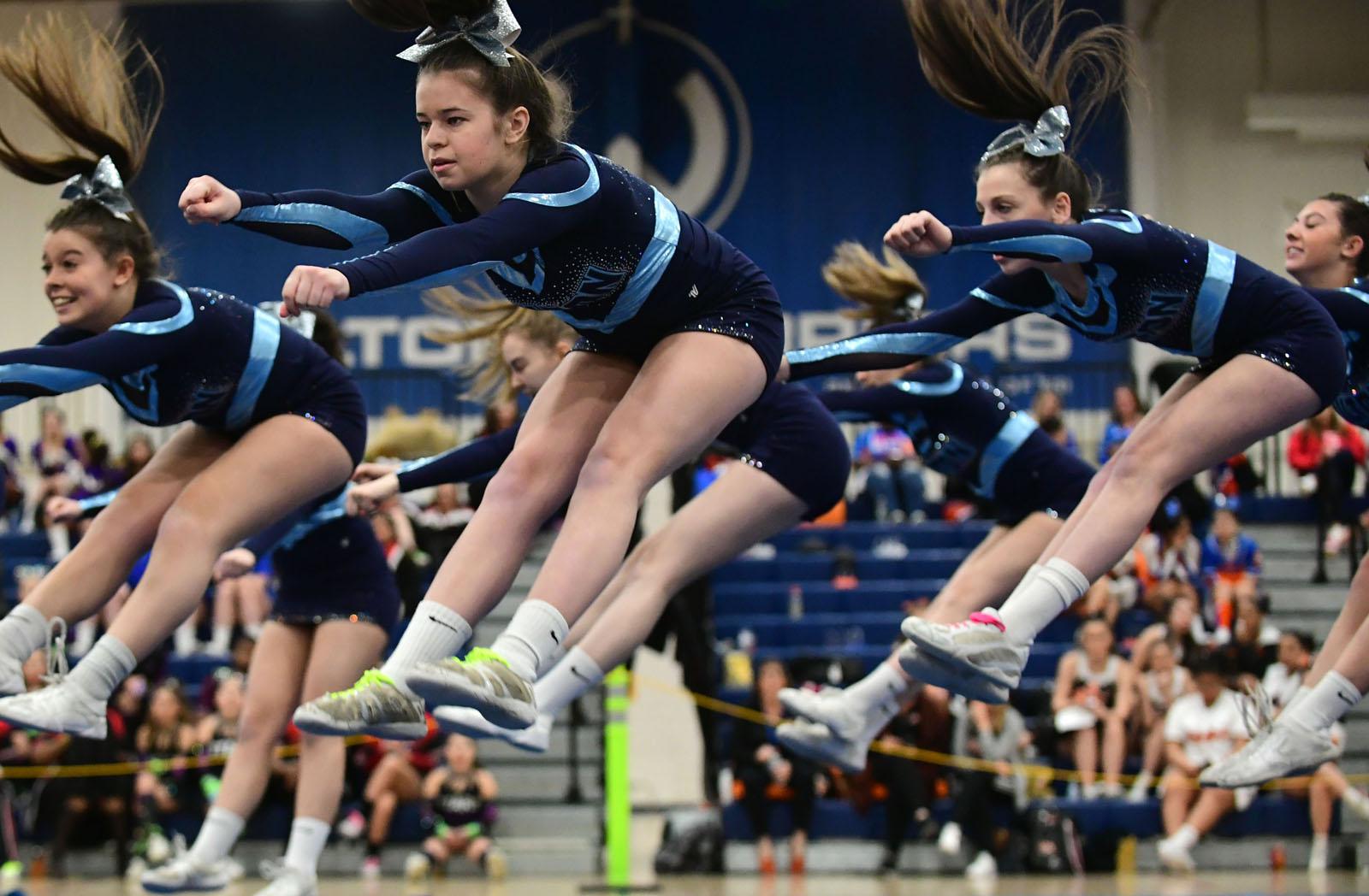 Wilton cheerleaders host FCIAC squads