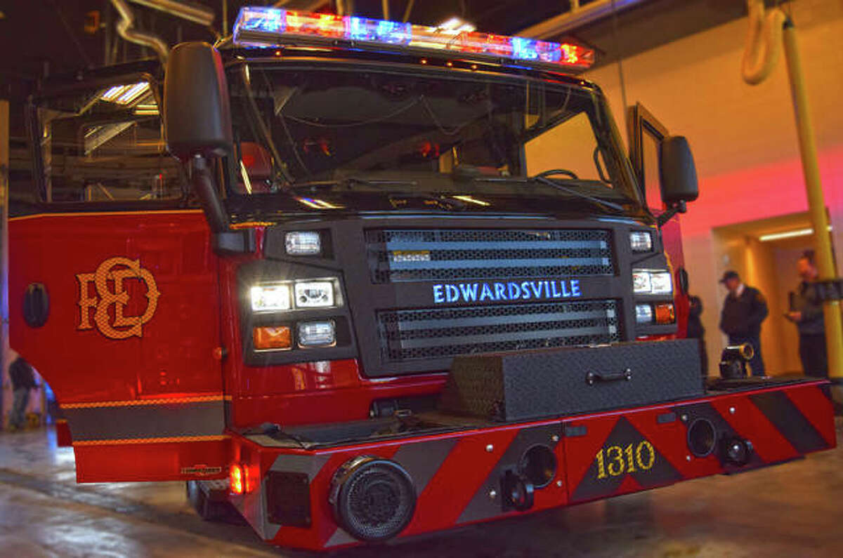 Photos: Edwardsville Fire welcomes big, red crewmember on Valentine’s Day