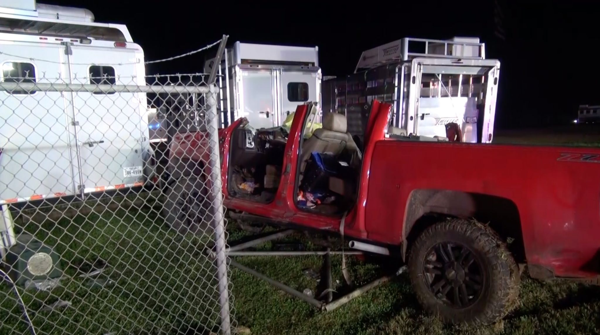 Pickup driver impaled by pole, survives to call 911 for help