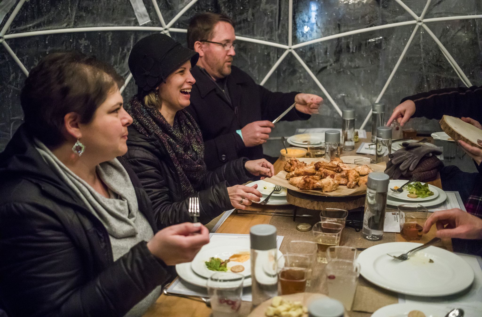 Diners enjoy eight-course meal inside heated igloos during Eat Great Winter